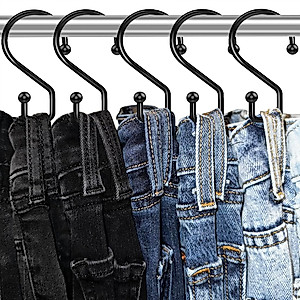 Waitkey 8 Pcs S Hooks for Hanging, 3 inch S Shaped Hooks Stainless Steel Multi-Functional Metal Hanging Hooks for Hanging Shower Curtain, Pots, Pans, Jeans, Towels, Bags, Jewelry (Black)