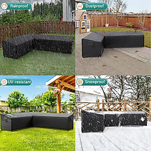 Mrrihand Patio L-Shaped Sectional Sofa Cover, Waterproof Outdoor Sectional Cover,Heavy Duty Garden Furniture Cover with Air Vent 100W*100D*31H/33.5