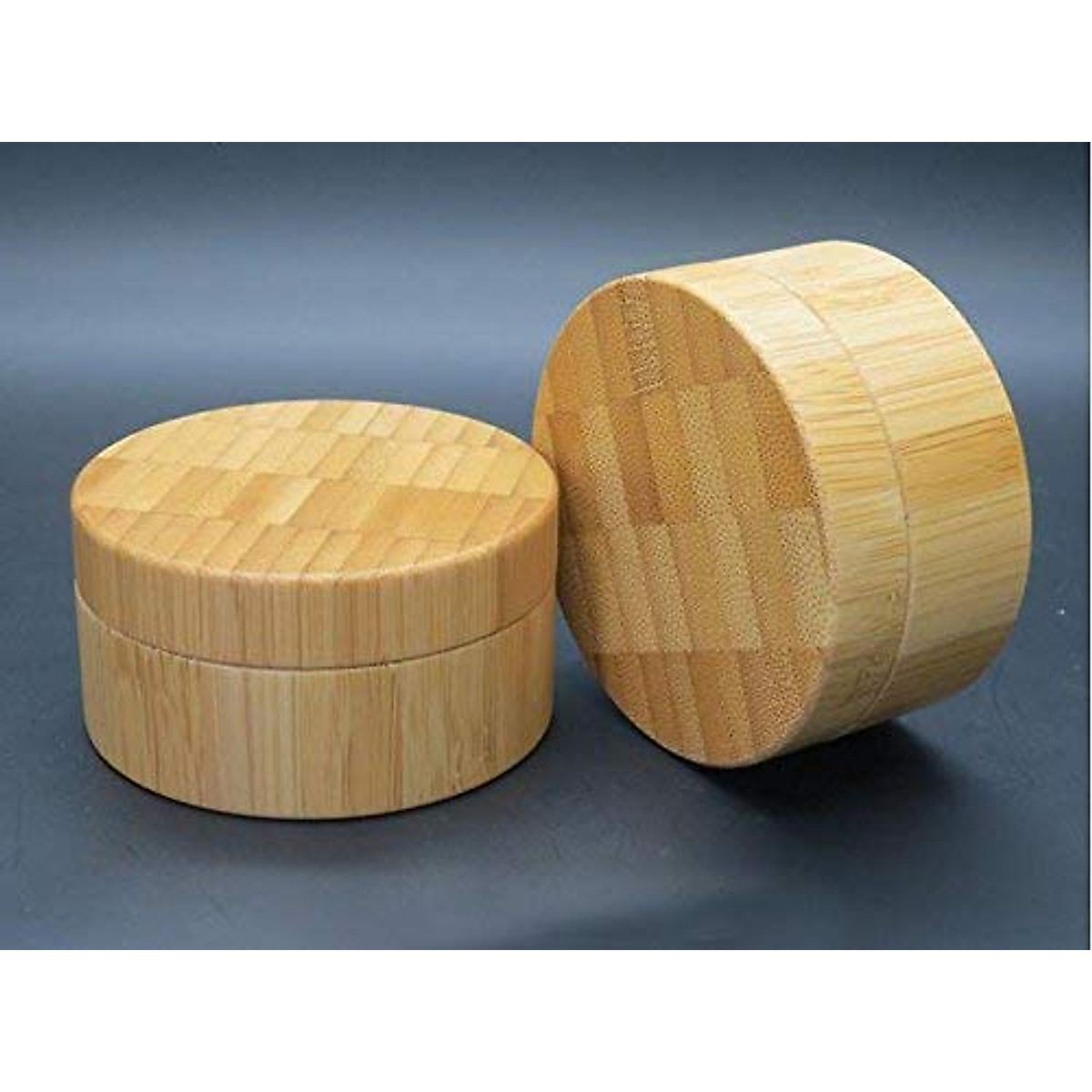 30ml 1 oz Empty Bamboo Loose Powder Box Case Container with Powder Puff and Sifter Cosmetic Makeup Holder