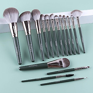 Makeup Brushes, Daubigny 16Pcs Complete Green Premium Synthetic Makeup Brush Set with Professional Foundation Brushes Powder Concealers Eye shadows Blush Makeup Brush for Perfect Makeup