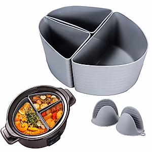 Syaws Crock Pots Liners 3Pack,Slow Cooker Divider Liner, Reusable & Leakproof Silicone Slow Cook Liner,BPA Free & Dishwasher Safe Slow Cooker Insert for 6 QT Crock-pots