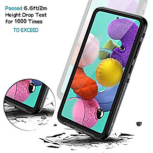Lanhiem Samsung Galaxy A51 Case, IP68 Waterproof Dustproof Shockproof Case with Built-in Screen Protector, Full Body Sealed Underwater Protective Clear Cover for Galaxy A51 4G, Black