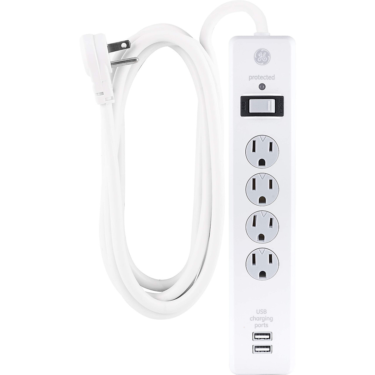GE Surge Protector Bundle with 4 Outlets, 2 USB Ports, 10ft Cord and 6 Outlets