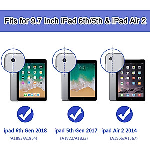 Herize iPad 6th/5th Generation Case 9.7 Inch with Screen Protector Pen Holder | iPad 9.7 Case for Kids | Heavy Duty Silicone Protective Cover W/Hand Shoulder Strap for iPad 9.7 /Air 2/ Pro 9.7 | Black
