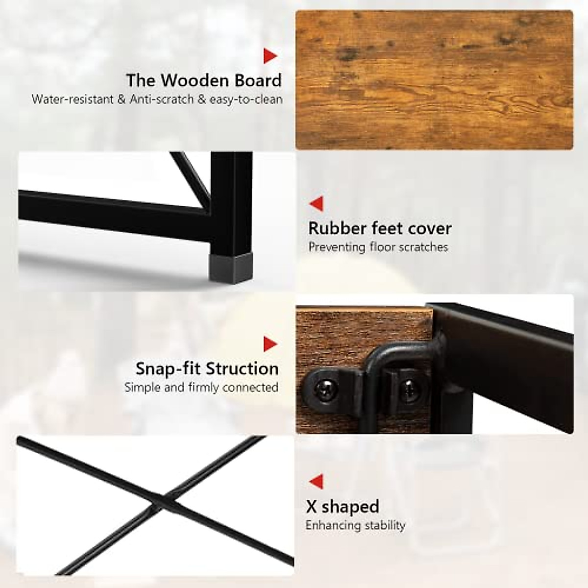 Shahoo Computer Desk 39 Inch, Folding Writing Table No Assembly, Sturdy Small Home Office Desktop, Firewood