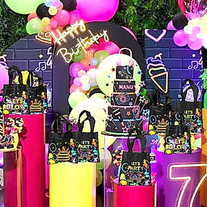 BANBALLON 20 PCS Neon Party Favor Bags Glow Birthday Party Supplies Glow in the Dark Party Favor Bags Glowing with Me Goodie Bags for Neon Theme Birthday Party Let's Glow Party Supplies