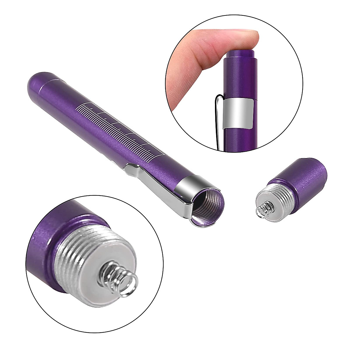 ALMOCN 4 Pack Pen Light,Nurse Medical Reusable LED Penlight White Light with Pupil Gauge and Ruler,2 Pack Teal + 2 Pack Purple