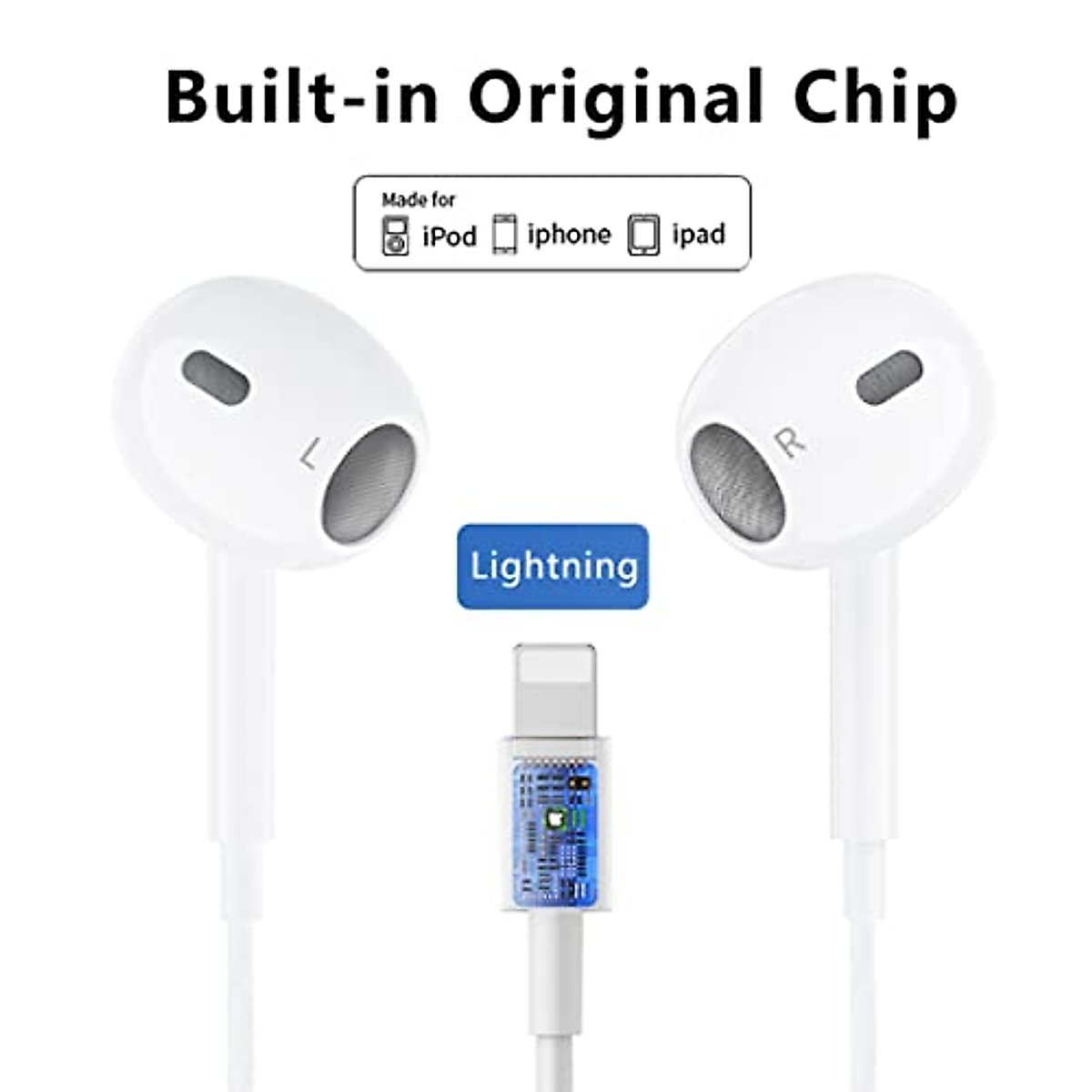 2 Pack Earbuds for iPhone Headphones Wired,Earphones with Lightning Connector (Built-in Microphone & Volume Control)【MFi Certified】Noise Isolating Headsets for iPhone 14/13/12/11/XR/XS/X/8