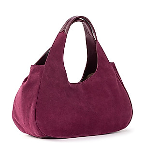 The Sak Rylan Medium Satchel in Leather, Double Handles & Removable Crossbody Strap, Currant Suede