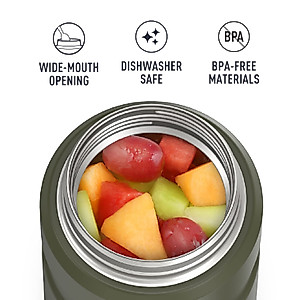 THERMOS Stainless King Vacuum-Insulated Food Jars, 16 Ounce and 24 Ounce, Matte Steel and Army Green