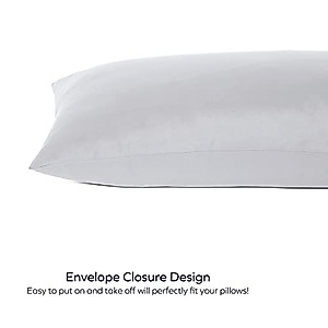 Microfiber Light Gray Pillow Cases Set of 2 King Size Bed Pillow Covers Ultra Soft (20 x 40) Inches Solid Pillowcases with Open Closure, Machine Washable