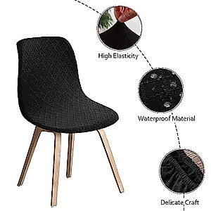 KCCRHIN Waterproof Shell Chair Covers Set of 1/2/4/6 Mid Century Modern Style Chair Cover Leisure Bar Seat Cover Washable Removable Chair Protector for Bar Kitchen Hotel Dinning Room,Black 1pcs