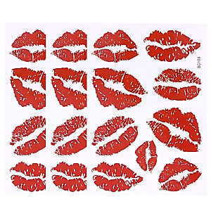 Lurrose 6pcs Red Lips Temporary Tattoo Stickers Water-proof Face Stickers Body Decorations Stickers for Girls Kids