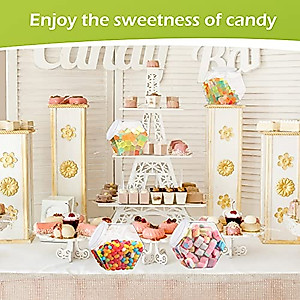 Hoolerry 16 Pcs Hexagon Plastic Candy Jars with Lids 30oz Canister Container Jar Bucket for Candy Buffet Cookies Snacks Gifts and Storage Countertop Display