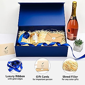 LIFELUM Gift Box 13.8 x 8.3 x 4.4 inch, Large Gift Box with Lids for Presents Ribbon,Card,Shredded Paper Filler Magnetic Closure for Thanksgiving, Holidays, Birthdays（Navy Blue）