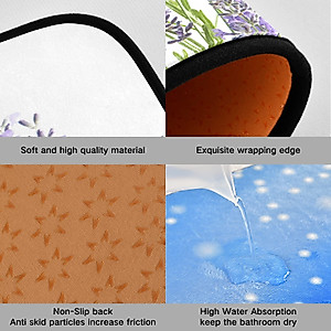 ALAZA Lavender Flower Watercolor 2 Piece Kitchen Rug Floor Mat Set Runner Rugs Non-Slip for Kitchen Laundry Office 20" x 28" + 20" x 48"