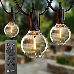 Brightown Led String Lights Outdoor 38Ft(28+10) with Remote, Patio String Lights for Outside with 17 Shatterproof Bulbs(2 Spare), Waterproof Hanging Lights for Backyard Bistro Party Cafe, E12 Socket