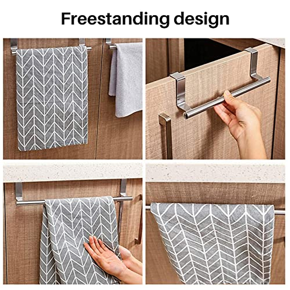 Spacesea Towel Rack for Cabinet, Strong Steel Kitchen Over Cabinet Towel Bar Rack - 2 Pack