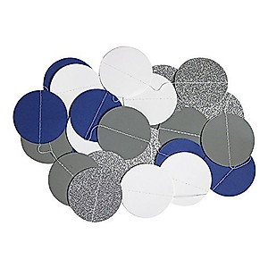 Tissue Paper Flowers Pom Poms Party Decorations Navy Blue White Grey Tassel Garland for Wedding Bridal Shower Graduation Bachelorette Celebrate First Birthday Graduate Supplies (Navy Blue-White-Grey)