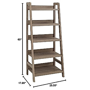 Tracey Greywash Wooden Five Shelf Ladder Bookcase by Linon