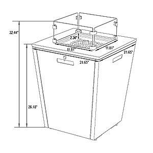 LeisureMod Chelsea Gas Fire Pit Table 37,000 BTU Square Outdoor Propane Fire Pit Table with Lid and Black Fire Glass (Black)