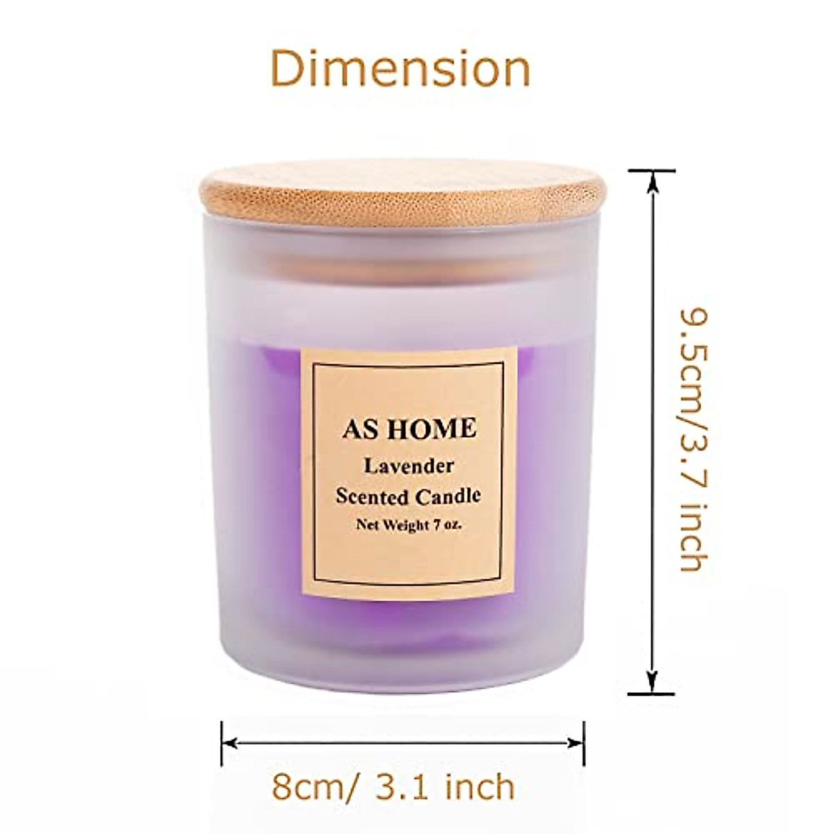 AS HOME Lavender Candles Scented, 7oz | Aromatherapy Lavender Candle in Frost Glass Jar with Wooden Lid | Single Wick Candles for Relaxation | 30 Hours Burn Time