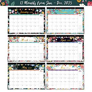 2025 Desk Calendar - Desk Calendar 2025, 12 Monthly Desk/Wall Calendar, Jan. 2025 - Dec. 2025, 16.8" x 12", Desk Calendar with Thick Paper - Floral