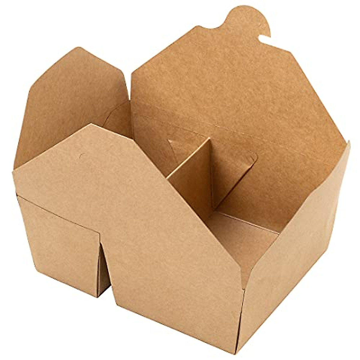 Restaurantware Bio Tek 47 oz Rectangle Kraft Paper #3 Bio Box Take Out Container - 2-Compartment - 6 1/2" x 5 1/4" x 2 1/2" - 200 count box