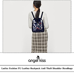 HuxFam Mini Backpack for Women Angelkiss Ladies Fashion PU Leather Backpack Purses Anti Theft Cute Bookbag Womans Small Back Packs