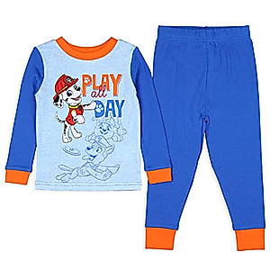 Paw Patrol Toddler Boys' Play All Day 4 Piece Long Sleeve Pajama Set Mix and Match (3T) Blue