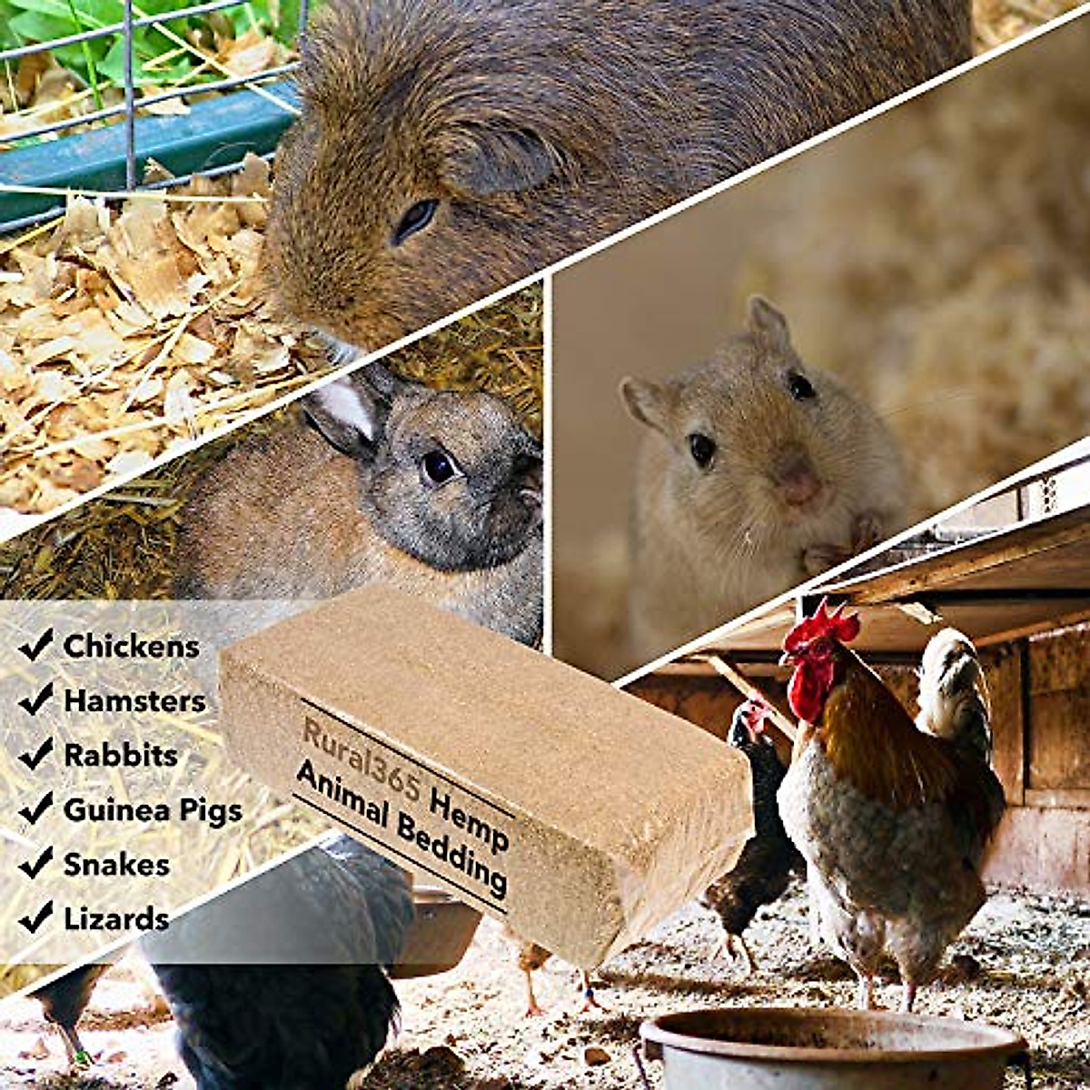 Rural365 Chicken Hemp Bedding - 33lb Industrial Hemp Bale for Small Animal Bedding and Backyard Chicken Coop Supplies