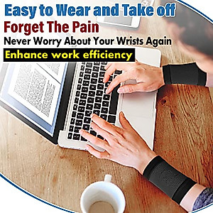 KEKING® Compression Wrist Sleeves for Women Men, 1 Pair, Premium Wrist Support Bands for Carpal Tunnel, Improve Circulation & Recovery, Tendonitis, Tennis, Sports - Wrist Brace Wrist Wraps, Black S