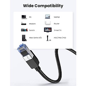 UGREEN Cat 8 Ethernet Cable 40Gbps Bundle with UGREEN USB 3.0 Ethernet Adapter