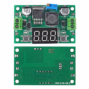Aobao 4pcs LM2596 DC-DC Adjustable Buck Converter Reduced Voltage Regulator Power Module 4.0-40V Input to 1.25-37V Output with LED Voltmeter Digital Display (Green)