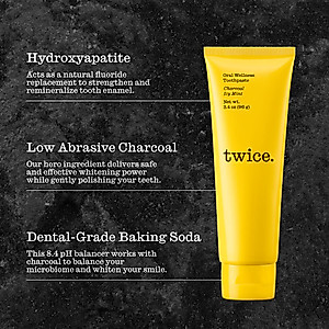 Twice Fluoride Free Hydroxyapatite Toothpaste, Gentle Charcoal Whitening. No Mess, Great Tasting, Complete Oral and Dental Care (ICY Mint Flavor - 1 Pack)