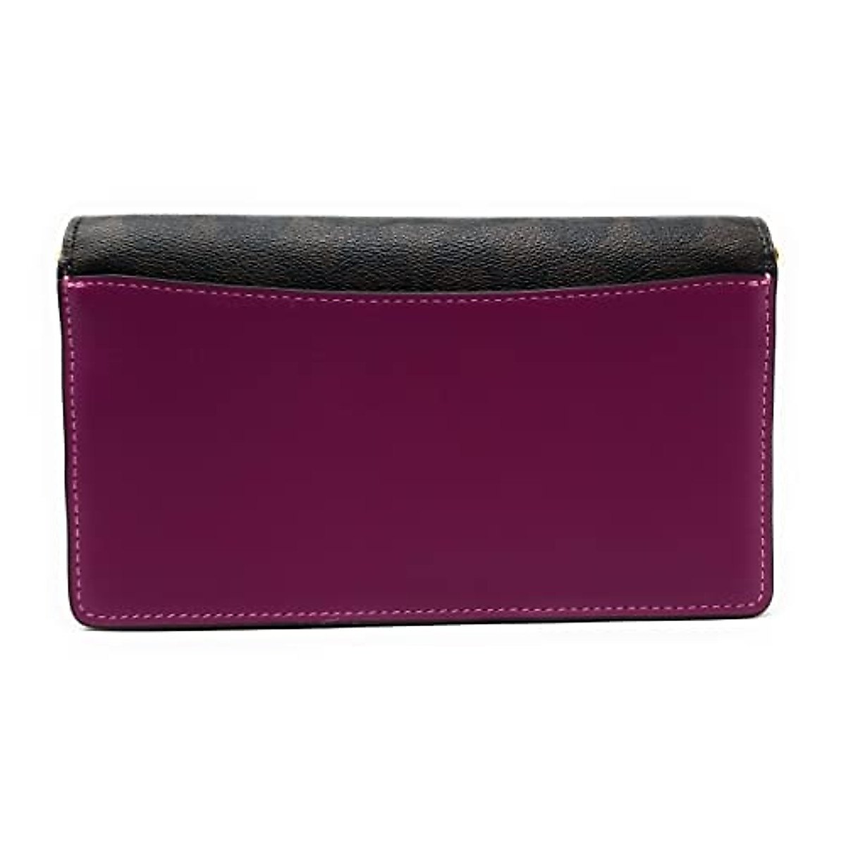 COACH Women's Anna Foldover Crossbody Clutch (Signature Canvas - Brown - Dark Magenta)