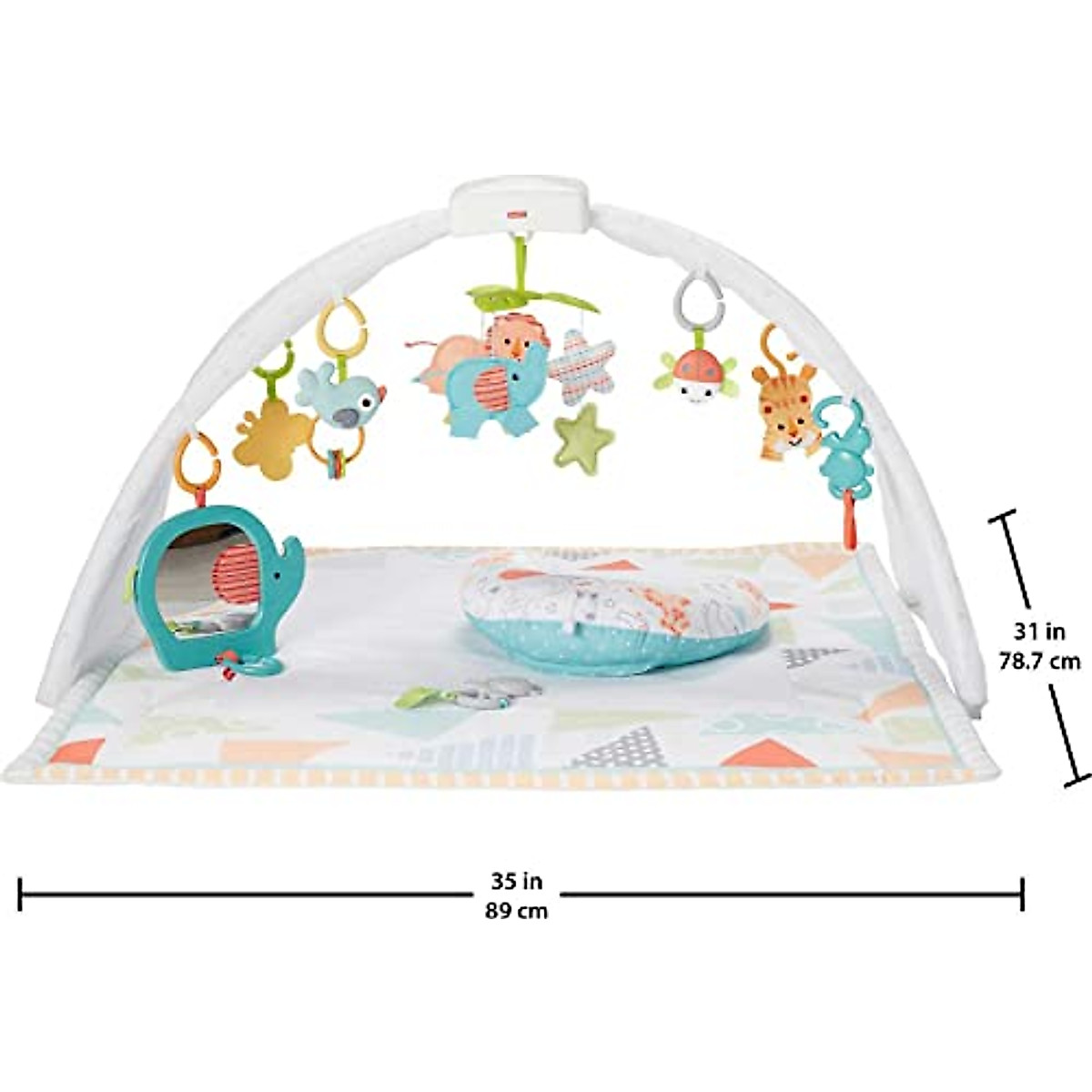 Fisher-Price Safari Music & Lights Gym Tummy Time Playmat with Take-Along Toys for Newborns from Birth and Older