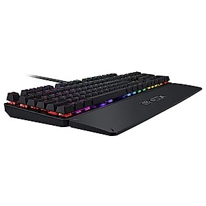 ASUS Mechanical PC Gaming Keyboard for PC - TUF K3 | Programmable Onboard Memory | Dedicated Media Controls, Aura Sync RGB Lighting | Detachable Magnetic Wrist Rest | Highly Durable | Black (Renewed)