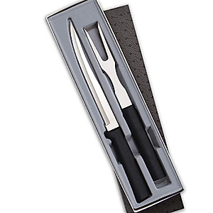 RADA Carving Knife Set – Black Handled 2-Piece Carving Set With Knife Sharpener