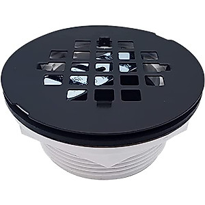 Westbrass D206P-62 4-1/2" OD Shower Drain Assembly and Grid Strainer Cover fits both Sch. 40 PVC & ABS Pipes, Matte Black