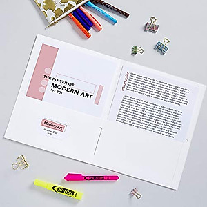 AVERY Two Pocket Folders, Holds up to 40 Sheets, Business Card Slot, 25 White Folders (47991)