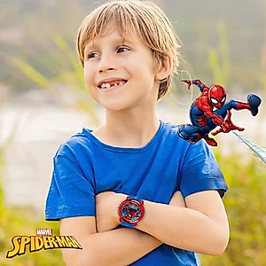 Accutime Kids Marvel Spider-Man Digital Quartz Plastic Watch for Boys & Girls with LCD Display Red/Blue (Model: SPD4464)