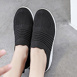 RiceelSor Women's Mesh Sock Walking Sneakers Air Cushion Slip On Breathable Non Slip Bring Arch Support Lightweight for Nursing Work Platform Loafers (Pink,4.5,Women,4.5)