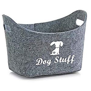 Geyecete Soft felt Pet Toy Bin Dog Toys Storage Bins - with Handles, Pet supplies storage Basket/Bin Kids Toy Chest Storage Trunk (Grey)
