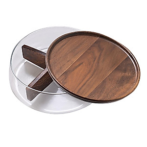 DimyFew Food Storage Container Nut Serving Bowl with Lid Meal Prep Container Nuts Storage Box for Dessert Fruit Snack Family Dinner, No Knob with Divider