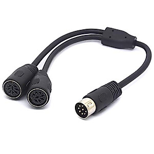 PIIHUSW MIDI Splitter 8 Pin DIN Y Adapter Cable 1 Male to 2 Female Din Plug Large Size (25cm)