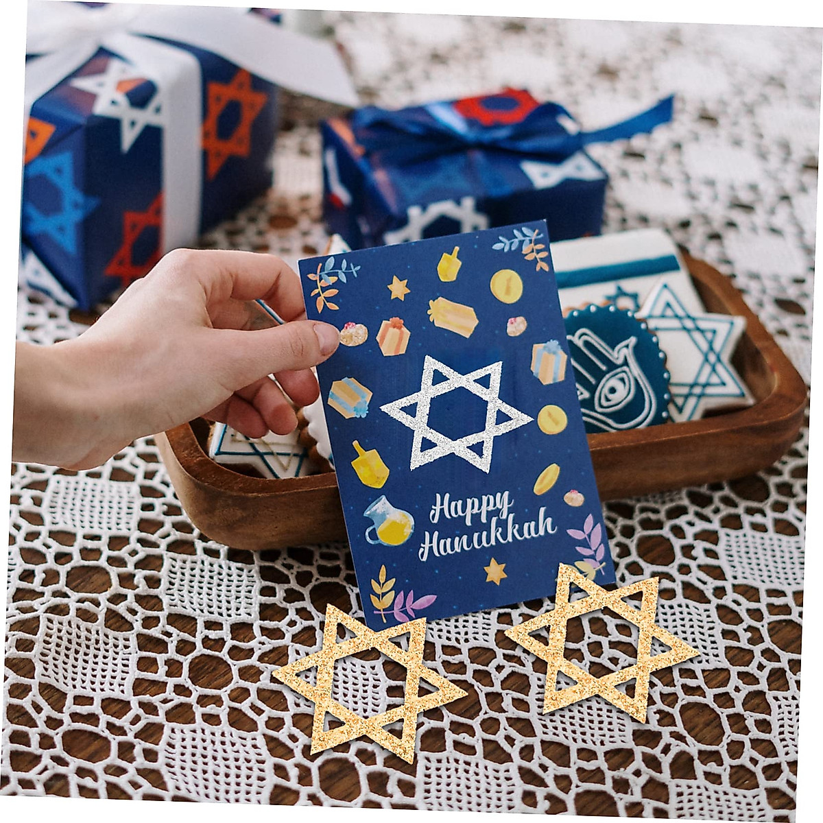 MERRYHAPY Unique Jewish Decorations for Hanukkah 50pcs Star Hanukkah Party Favor