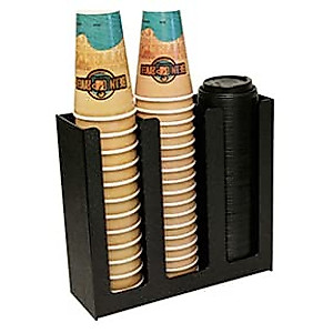 PC-1000 9.5 by PPM: Compact Black Plastic Cup and Lid Holder Only 9.5" tall