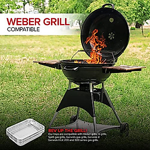 Stock Your Home 1.25” Aluminum Drip Pan (25 Count) Disposable Foil Liner, Compatible with Weber Grills, Dripping Pans, BBQ Grease Tray to Catch Oil, Outdoor Weber Grill Accessories