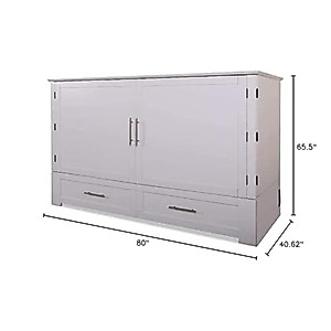 Mega Solutions Emurphybed Daily Delight Murphy Cabinet Chest Bed with Charging Station 8 Inch, Queen (White)